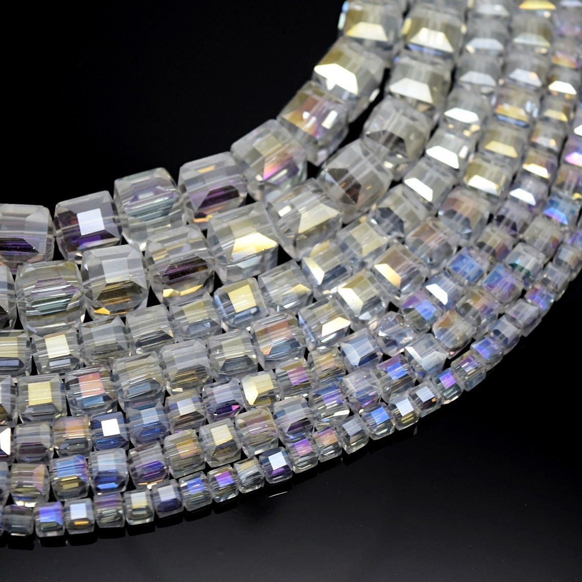 Faceted Cube Glass Beads for Jewellery Making 4mm,6mm,8mm,10mm - Clear ...