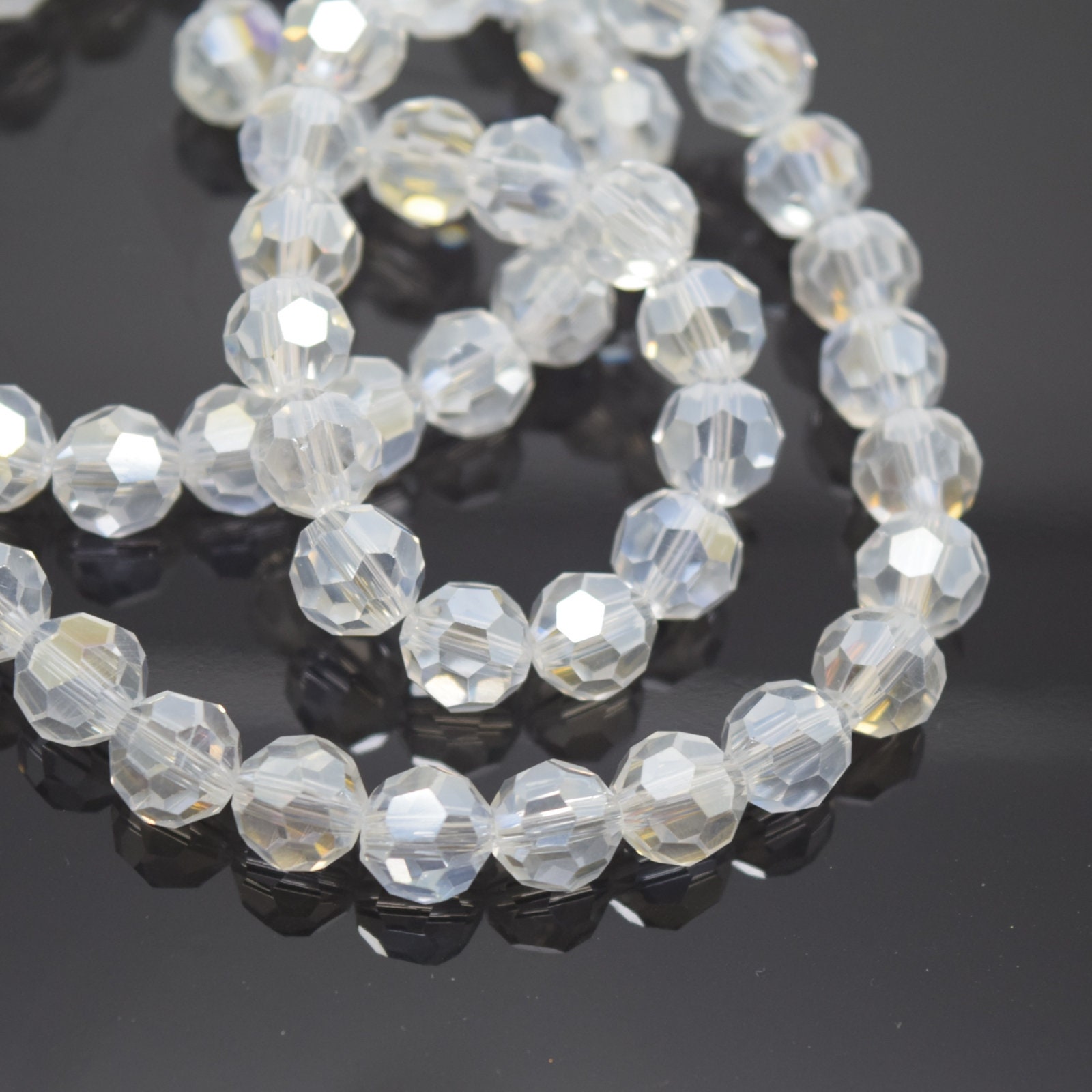 Faceted Round Glass Beads for Jewellery Making 4mm - Clear Lustre - Etsy