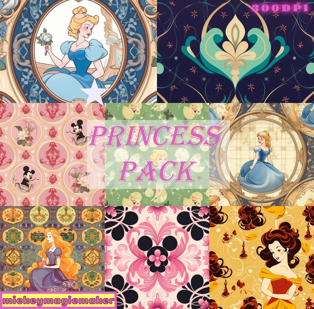 Princess Pack Digital Paper Seamless Scrapbooks Etc - Etsy