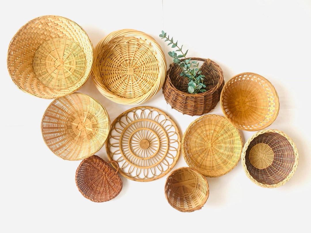 Vintage Boho Wall Basket, YOU PICK, Bohemian Hippie Decor, Wicker ...