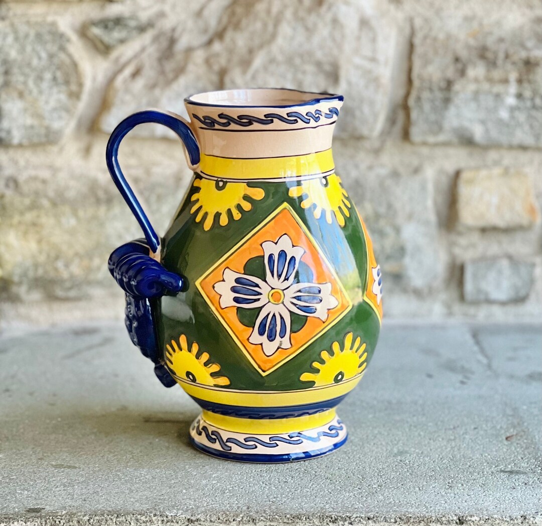 Vintage Ceramic Pitcher Toscana Italian Style Hand Painted Vase - Etsy