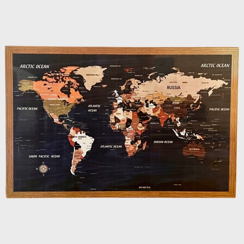 Wood World Map - Etsy