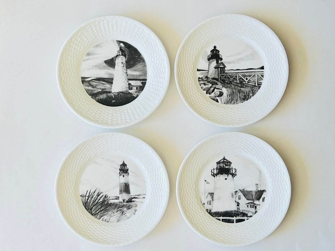 Wedgwood Nantucket Basket Accent Luncheon Collectors Plates Embossed ...