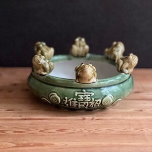Vintage Chinese Ceramic Frog Bowl Planter Glazed Majolica Style Art ...