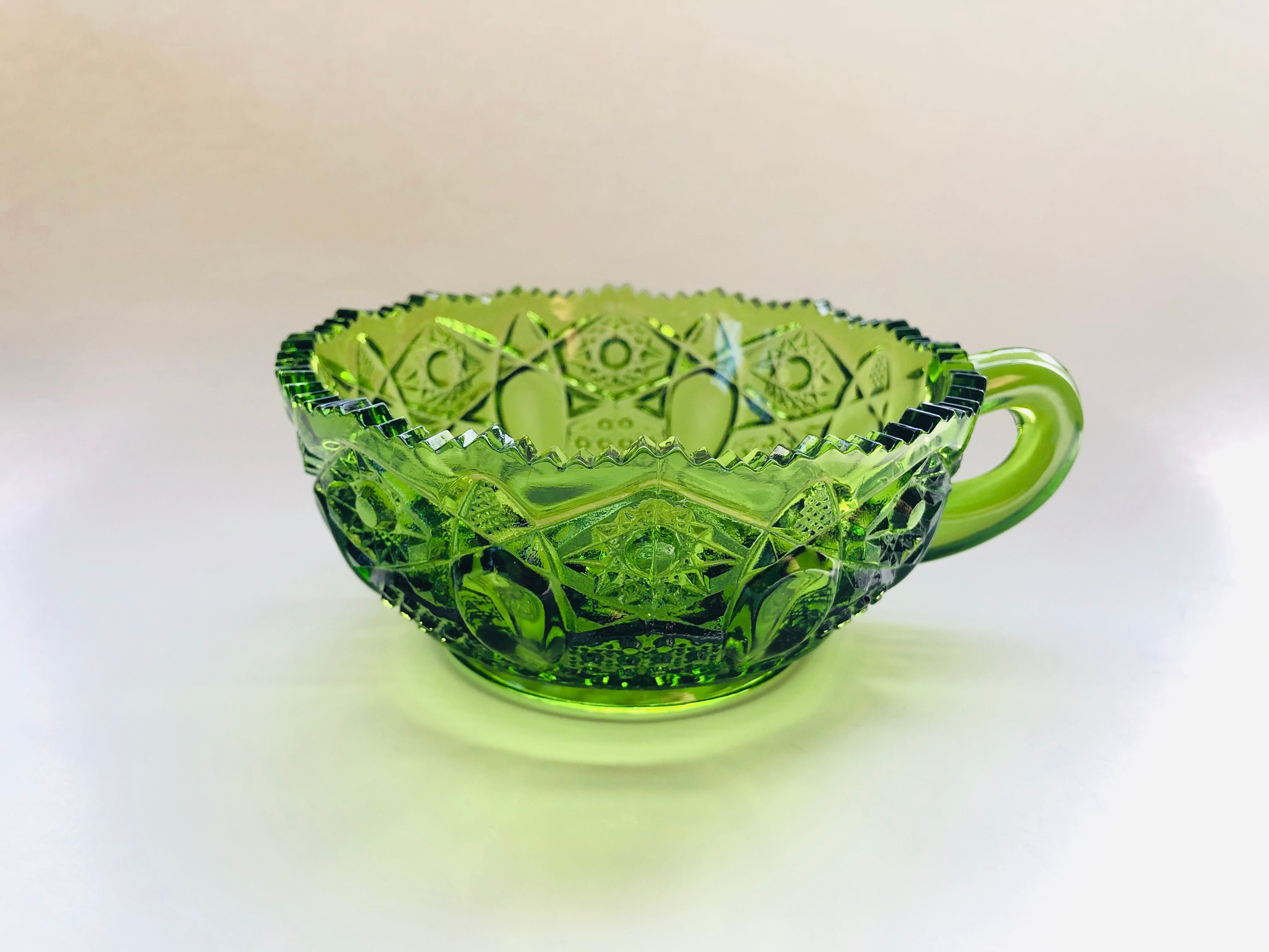 Quintec Hobstar Nappy Bowl Candy Dish Glassware Mid Century Sawtooth ...