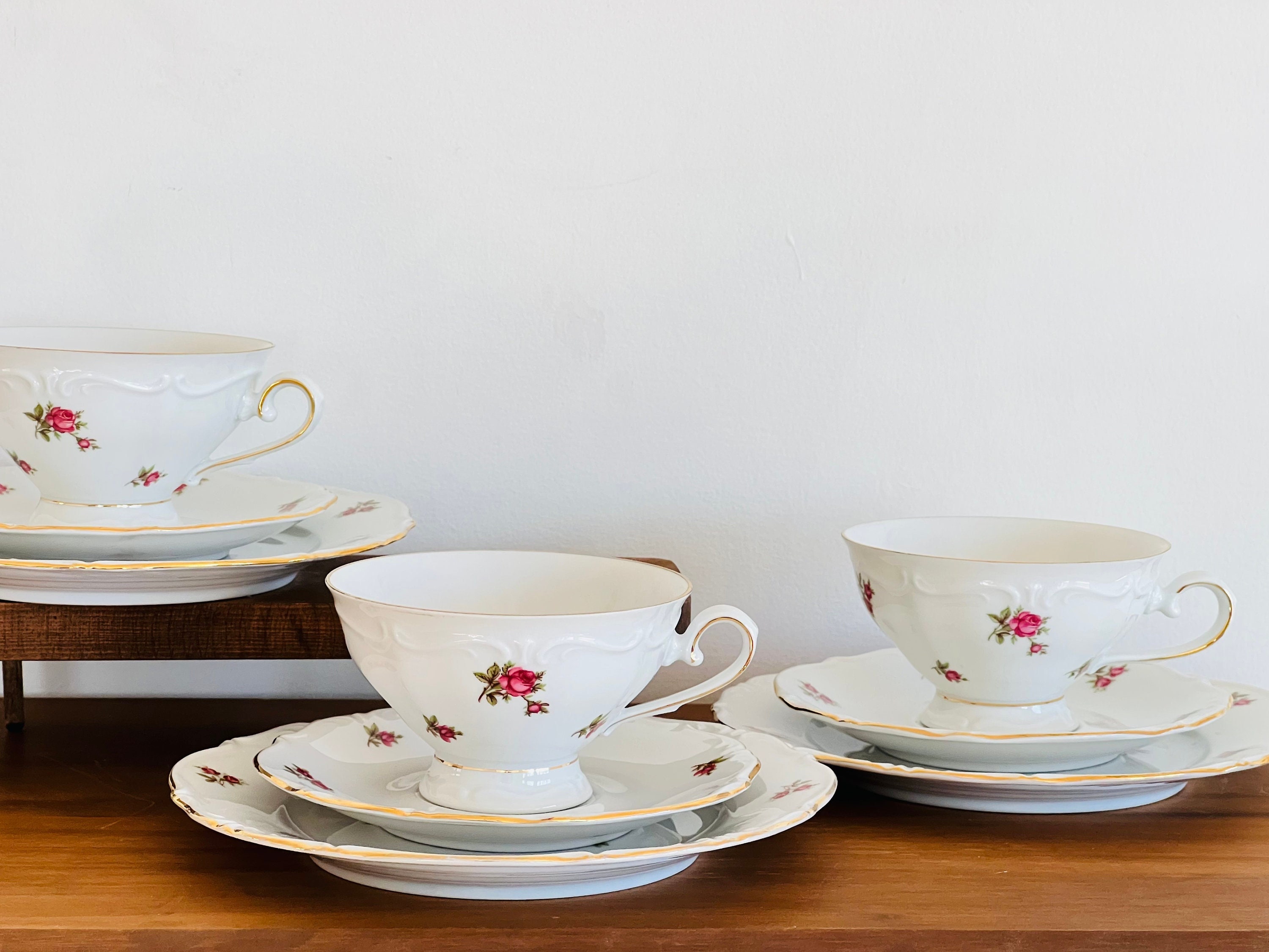 Set of 3 Pieces Winterling Bavaria, Teacup, Saucer and Bread Rosebud ...