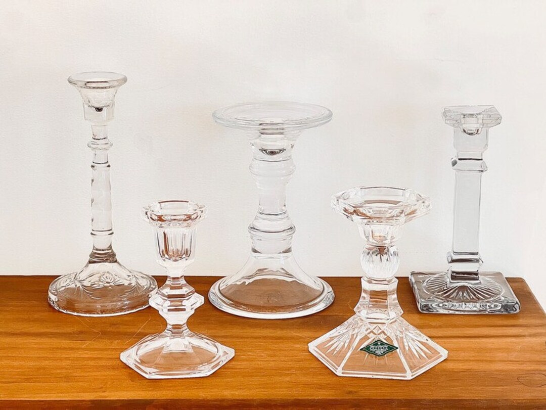 Vintage Crystal Glass Candlestick Holders You Choose, Mismatched ...