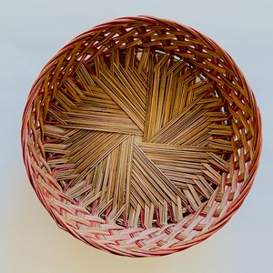 Vintage Boho Wicker Large Basket With Red Weave Pattern Home Decor ...