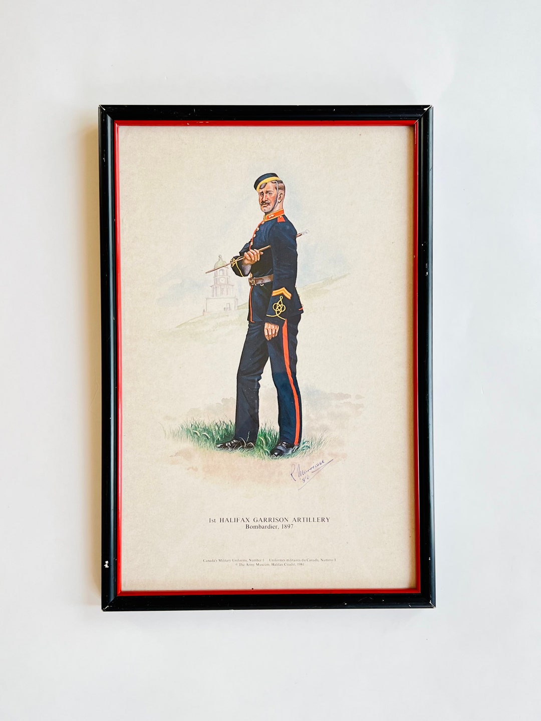 Vintage Military Lithograph Print Canada Military Uniform 1st Halifax ...