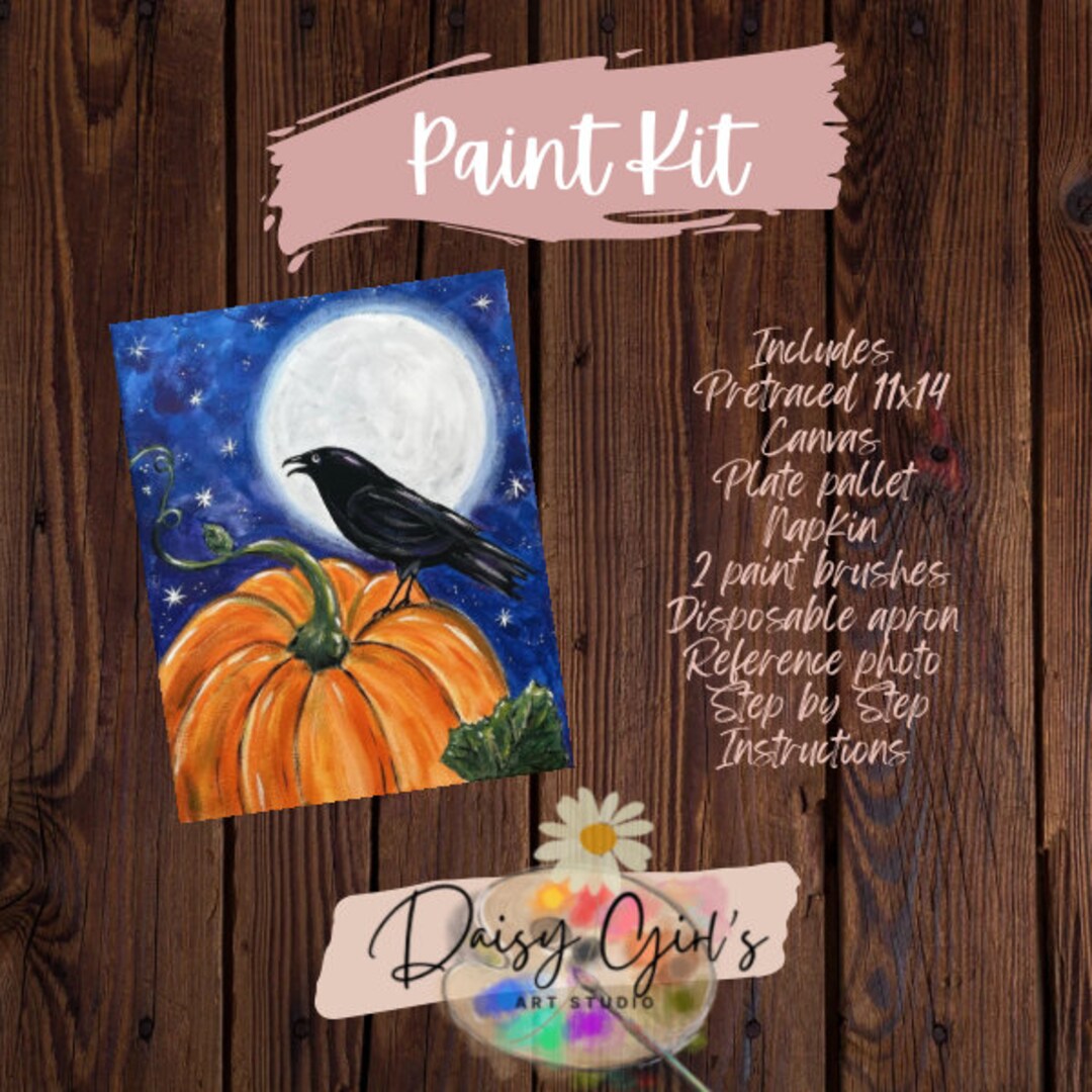 Pumpkin W/crow DIY Paint Kit - Etsy