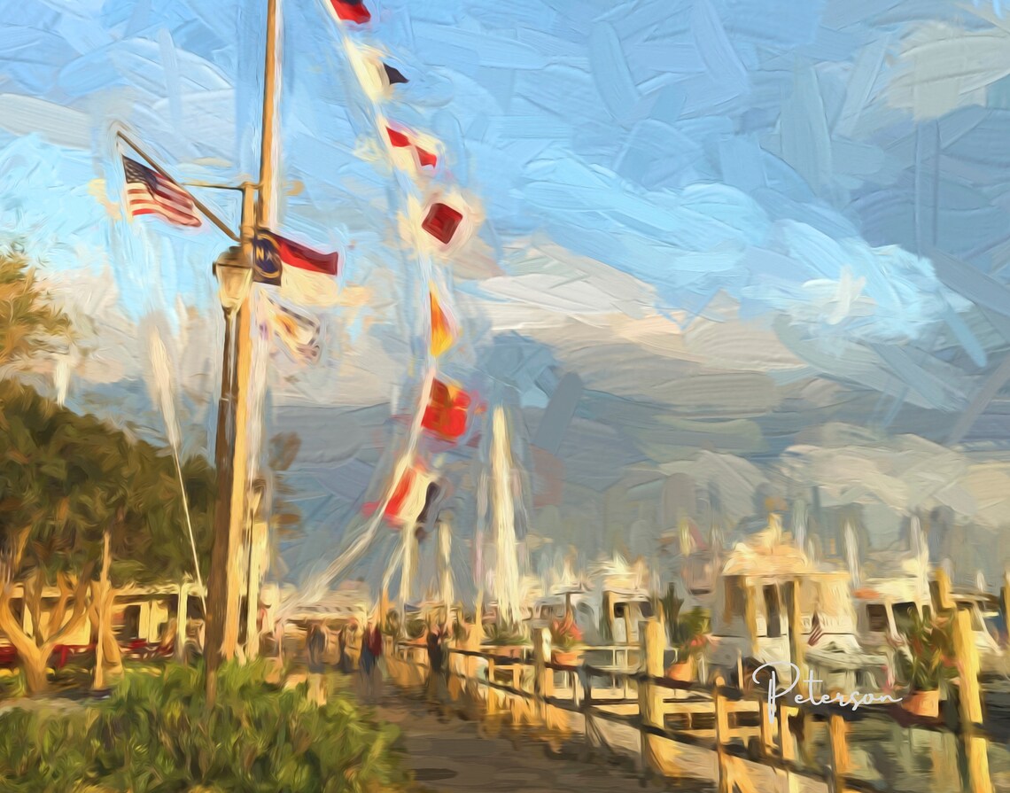 Beaufort NC Docks Nautical Signal Flags Giclee Printed on Canvas by Jan ...