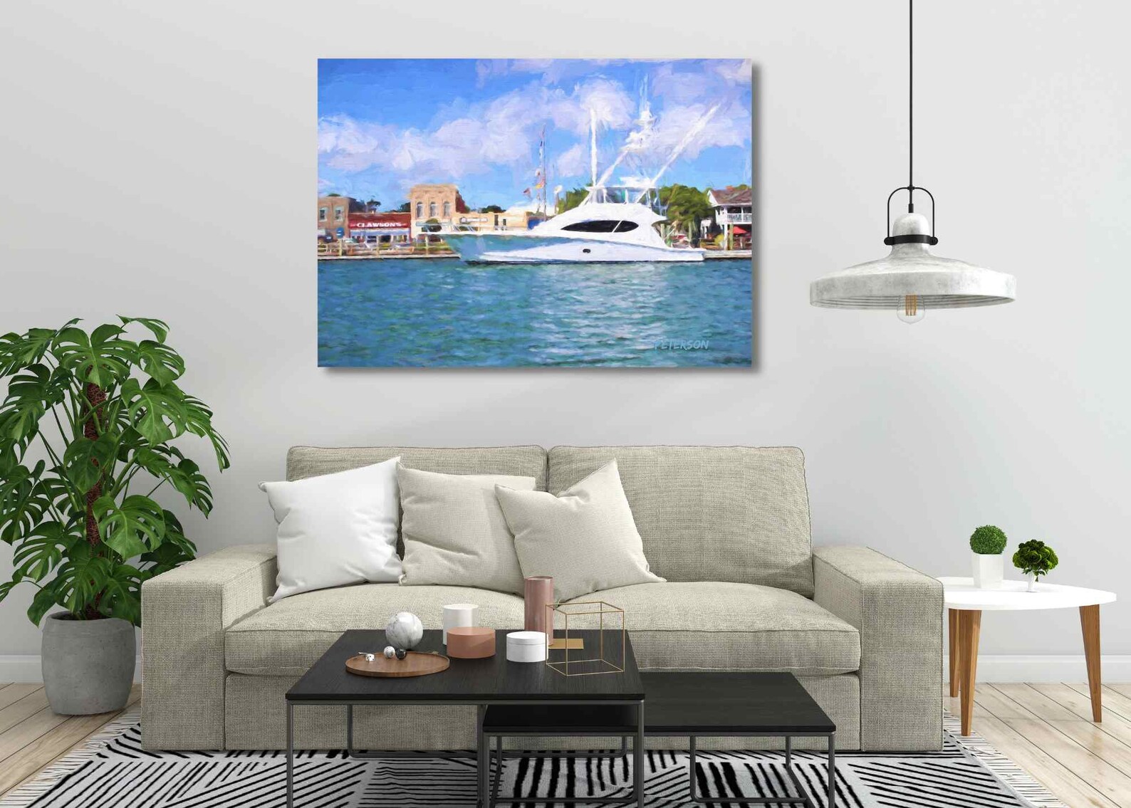 Beaufort Docks Sportfish Yacht Glicee Printed on Canvas by Jan Peterson ...