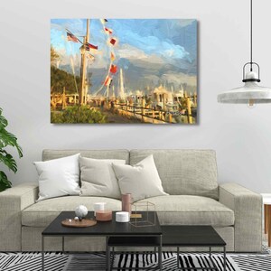 Beaufort NC Docks Nautical Signal Flags Giclee Printed on Canvas by Jan ...