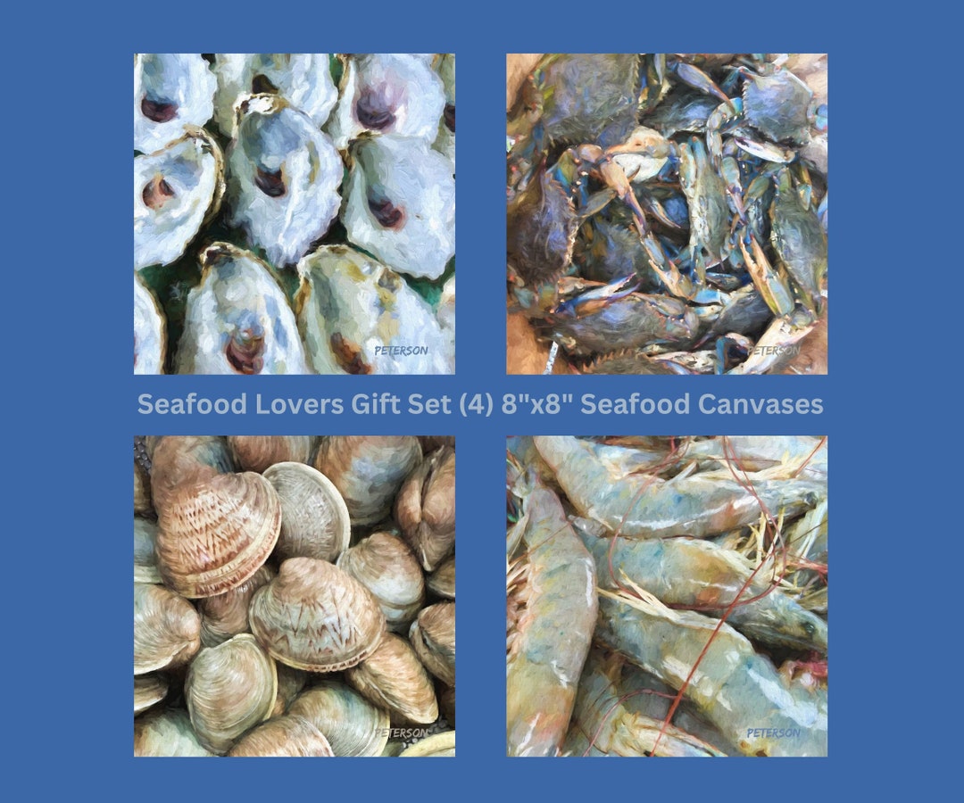 NC Seafood Art Gift Set Oyster Shells Greentail Shrimp - Etsy