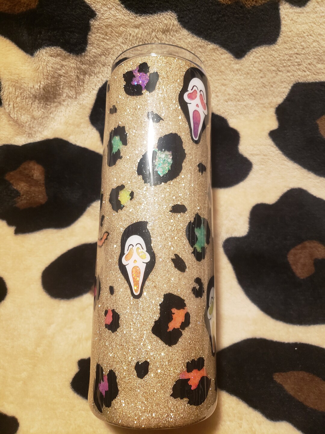 30 Oz Glitter Ghostface Leopard Tumbler - Etsy