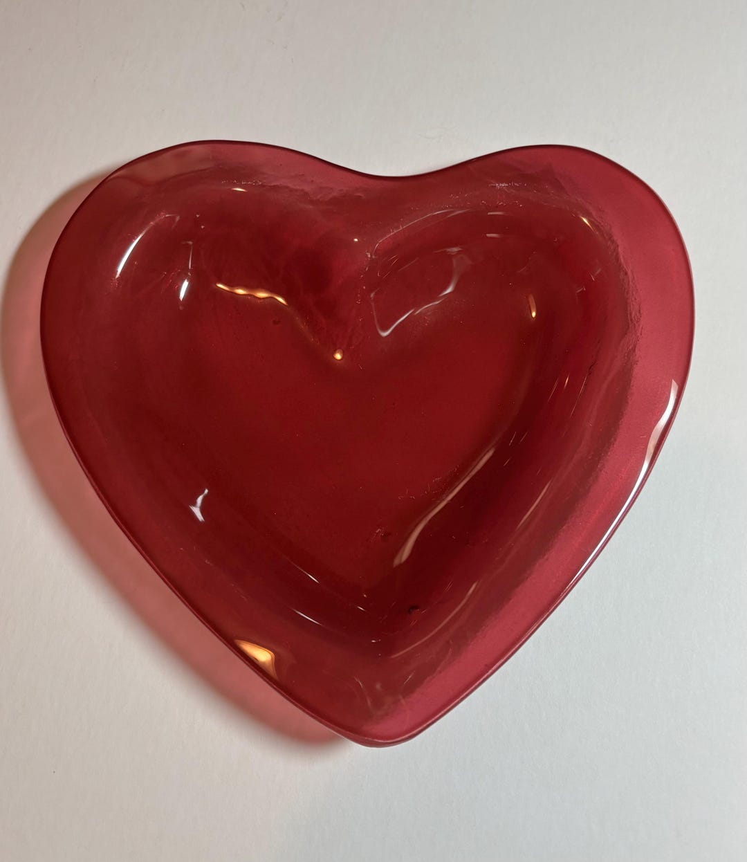 Annieglass Red Heart Dish, Hand Blown Studio Art Glass, Signed, 8-1/4 ...