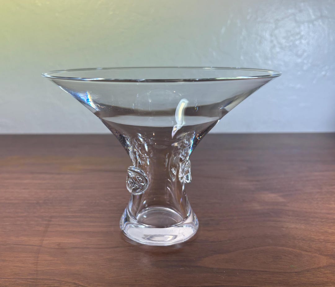 Signed Steuben Crystal Bubble Twist Stem Compote Bowl Mid-century ...