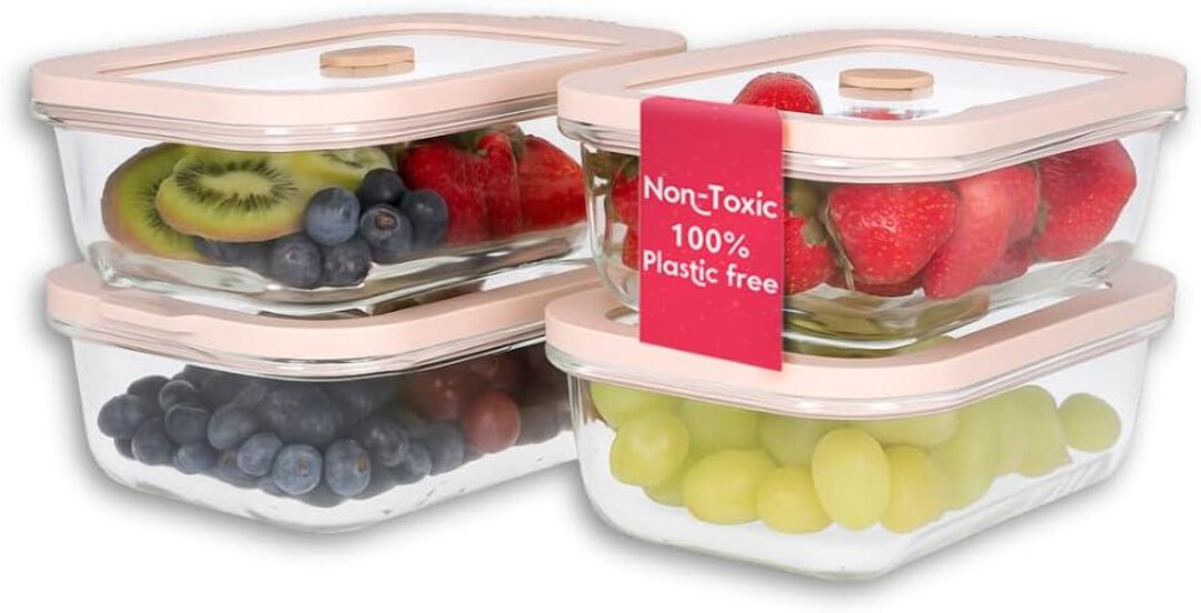 Plastic-free Glass Food Storage Containers With Silicone Lids - 21 Oz ...