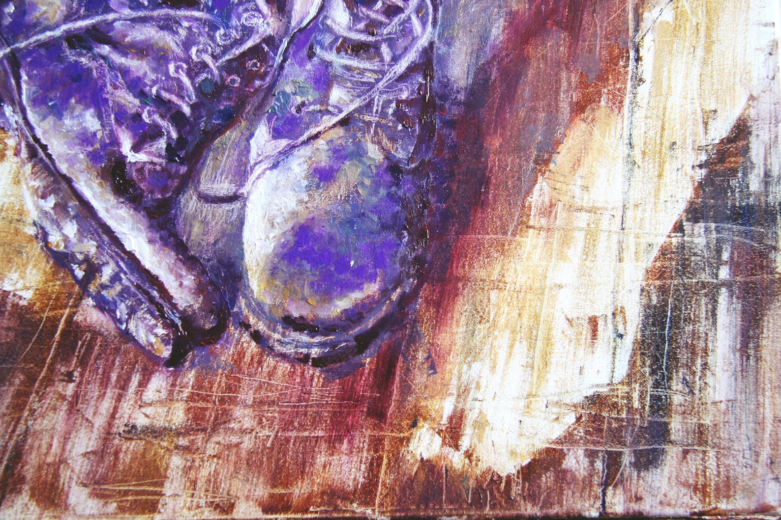 Men's Vintage Boots Painting Original Wall Art Combat Boots Artwork ...