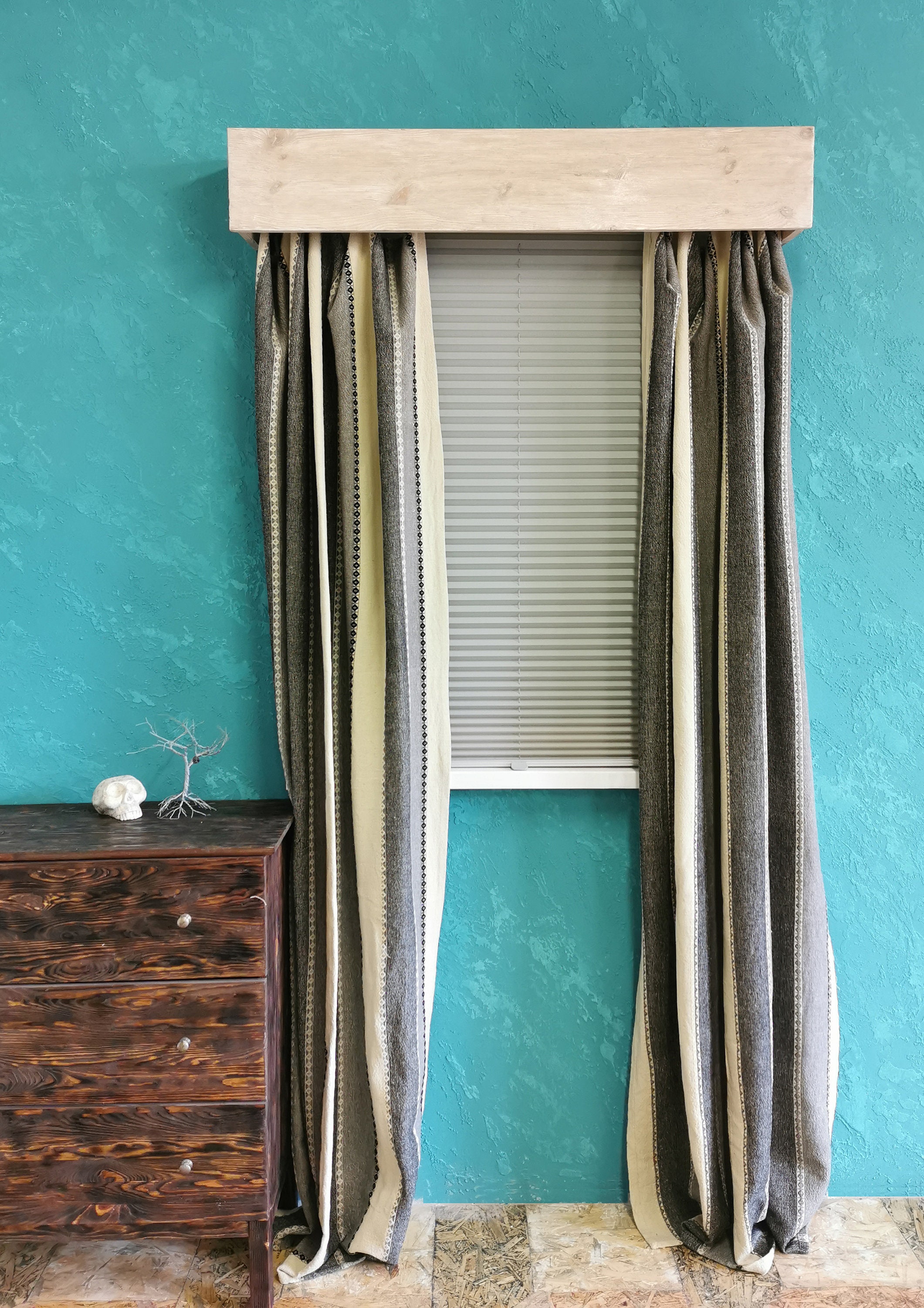 Beige Wood Window Cornice: Rustic Farmhouse Decor - Etsy