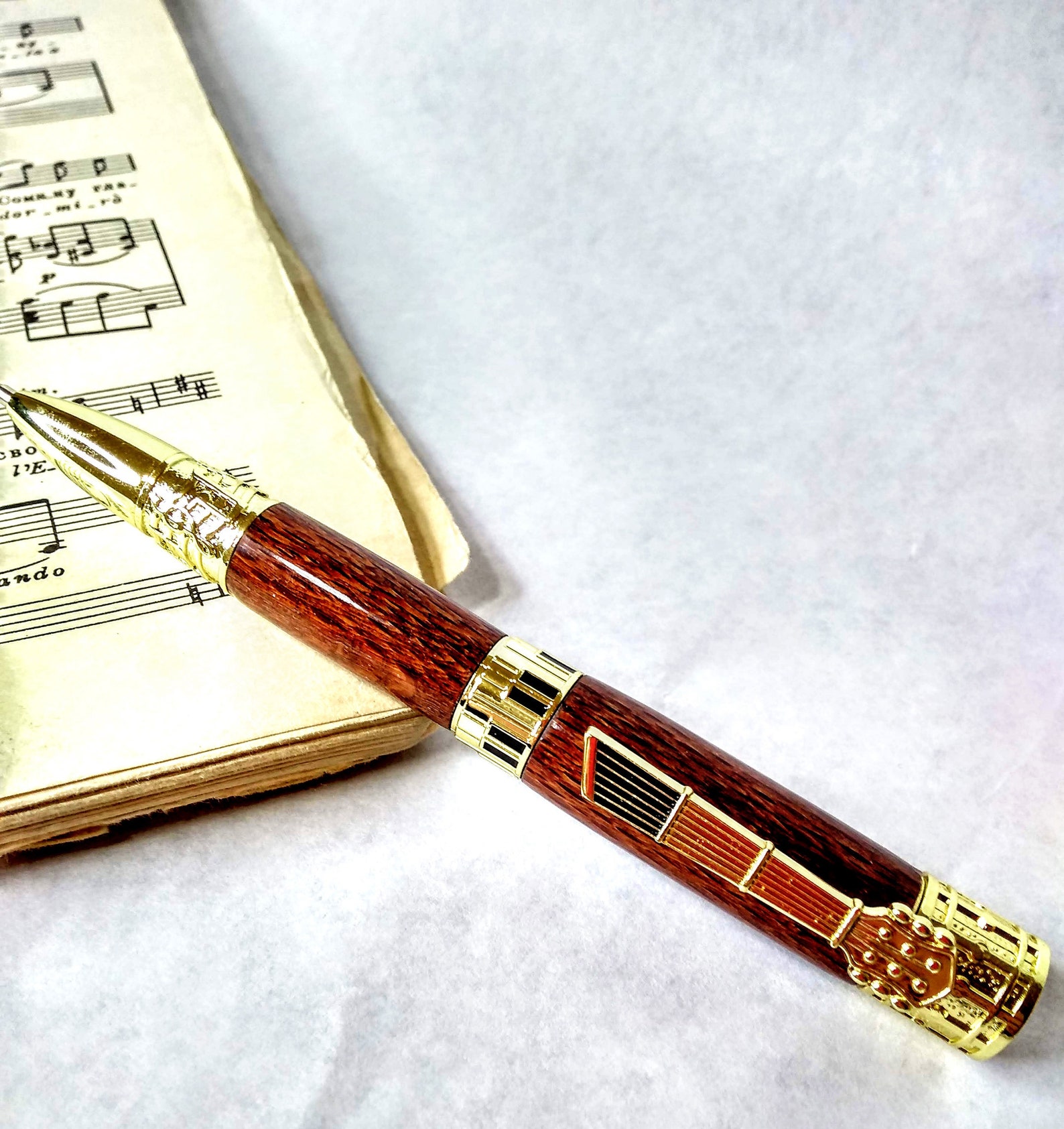 Handcrafted Ballpoint Music Pen Mahogany Wood Turned Handle - Etsy