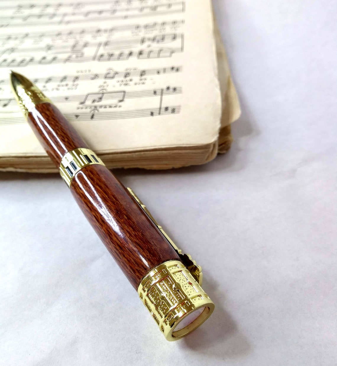 Handcrafted Ballpoint Music Pen Mahogany Wood Turned Handle - Etsy