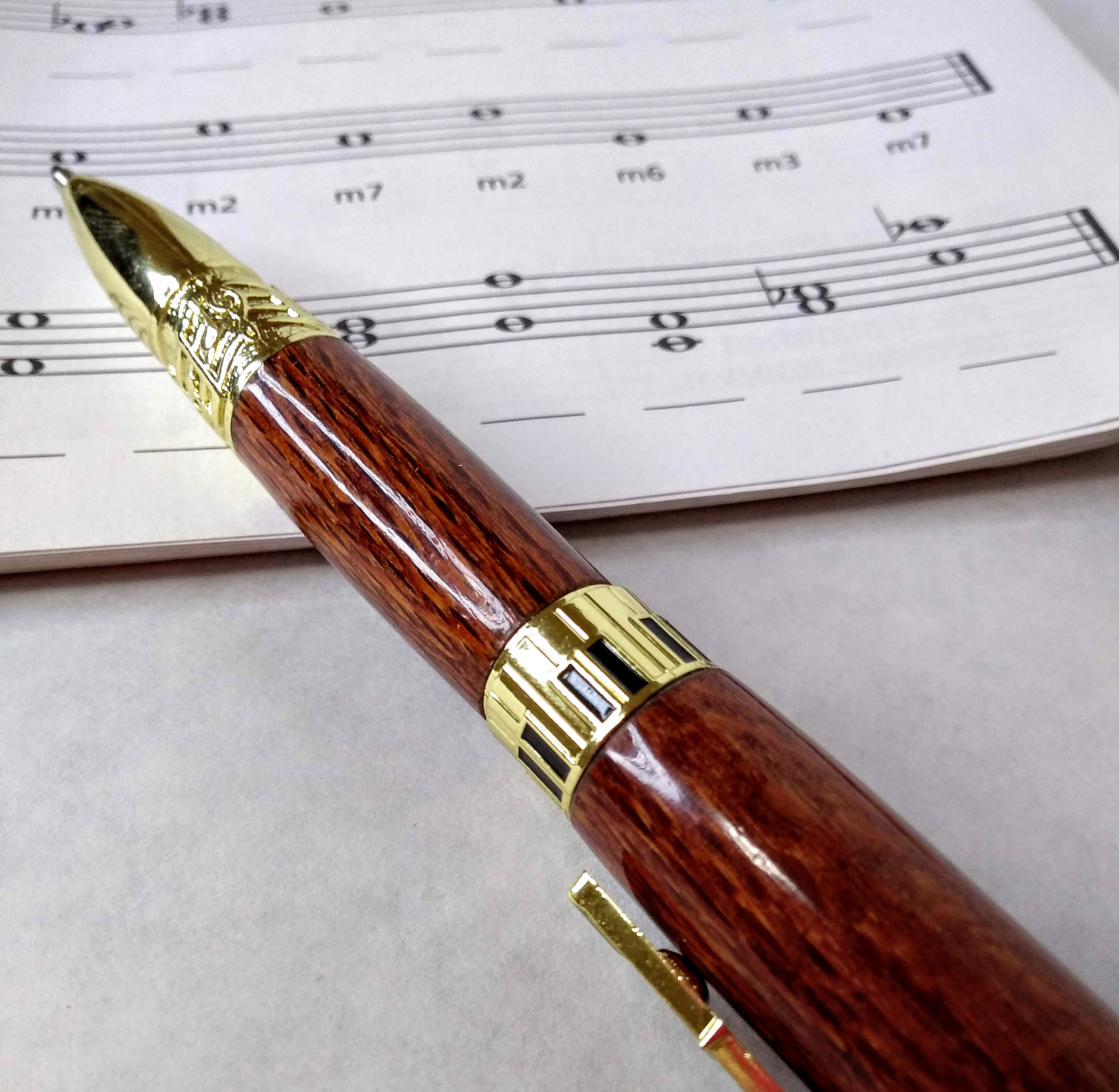 Handcrafted Ballpoint Music Pen Mahogany Wood Turned Handle | Etsy