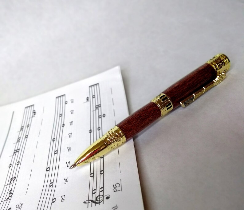 Handcrafted Ballpoint Music Pen Mahogany Wood Turned Handle - Etsy