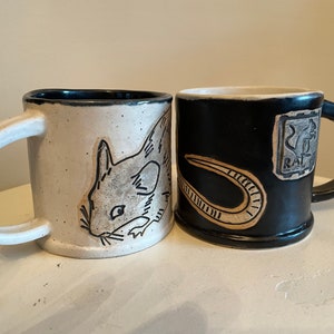 Rat + Rat Block Mug Set -short and Stout , Handmade Rat Art, Pottery ...