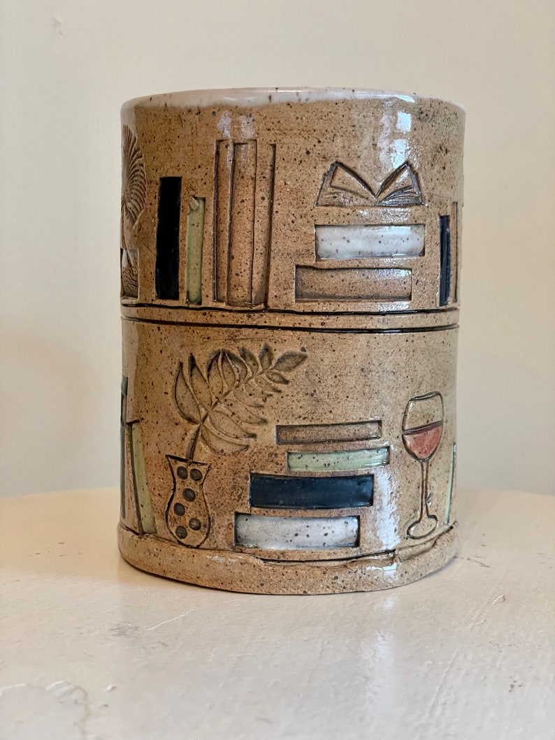 Book Lover's Bookshelf Mug Handmade Book Lover's Art - Etsy