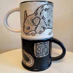Rat + Rat Block Mug Set -short and Stout , Handmade Rat Art, Pottery ...