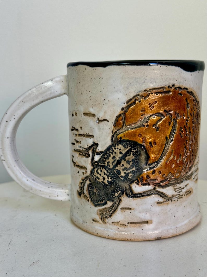 Dung Beetle Mug- 14 Oz Handmade Pottery Art, African Safari Dung ...