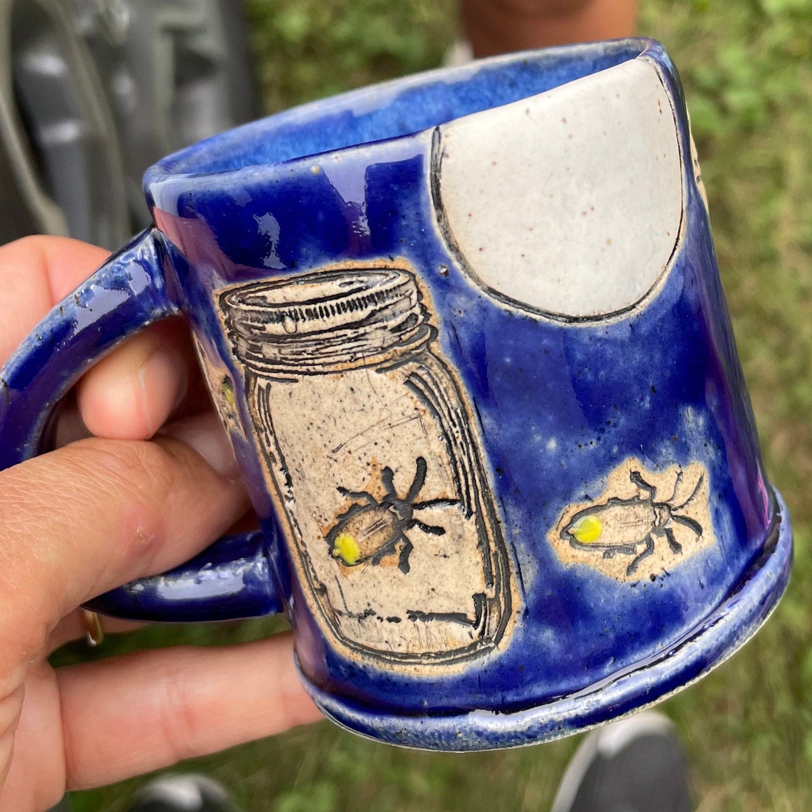 Fireflies in A Jar Mug - Handmade 8 Oz Firefly Art, Lightening Bug ...