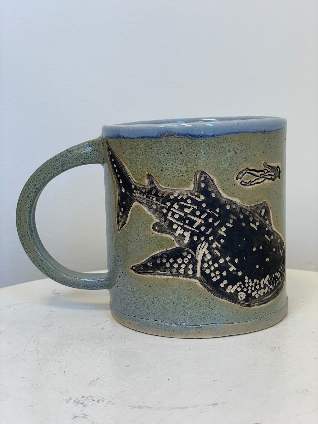 Whale Shark Encounter Mug-handmade Pottery Art Mug for People ...