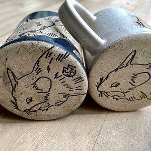 Smallest Rat Mug Set of 2- Handmade Pottery Mug Rat Art With Vintage ...