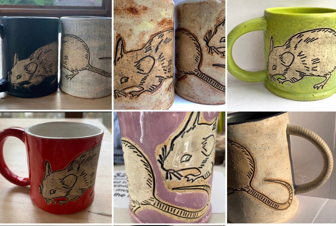 Rat Mug - Handmade Rat Art Gift, Rat Pottery Mug- You Choose Color Way ...