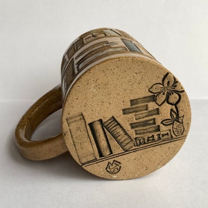Book Lover's Bookshelf Mug Handmade Book Lover's Art - Etsy