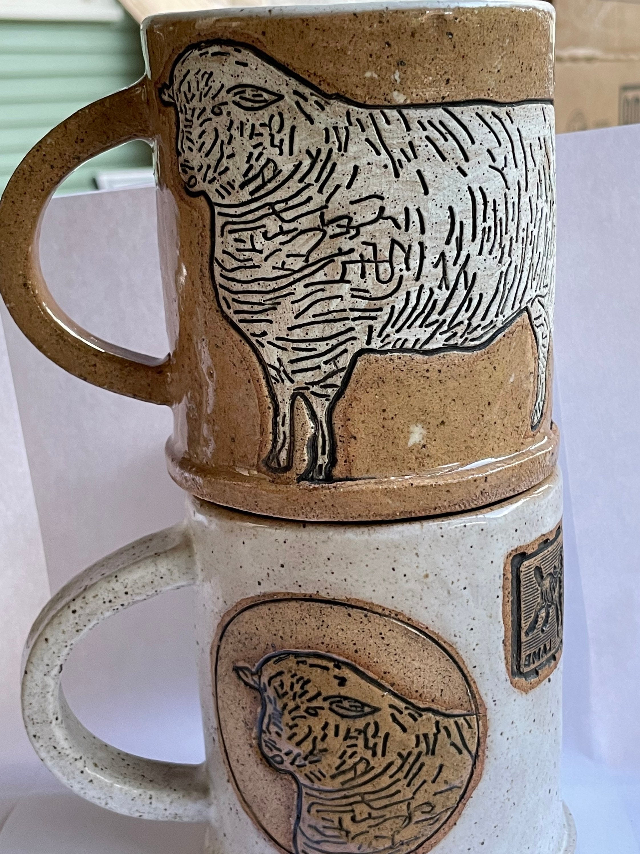 Black Sheep/white Sheep Lamb Stamp Mug Set handmade Pottery | Etsy