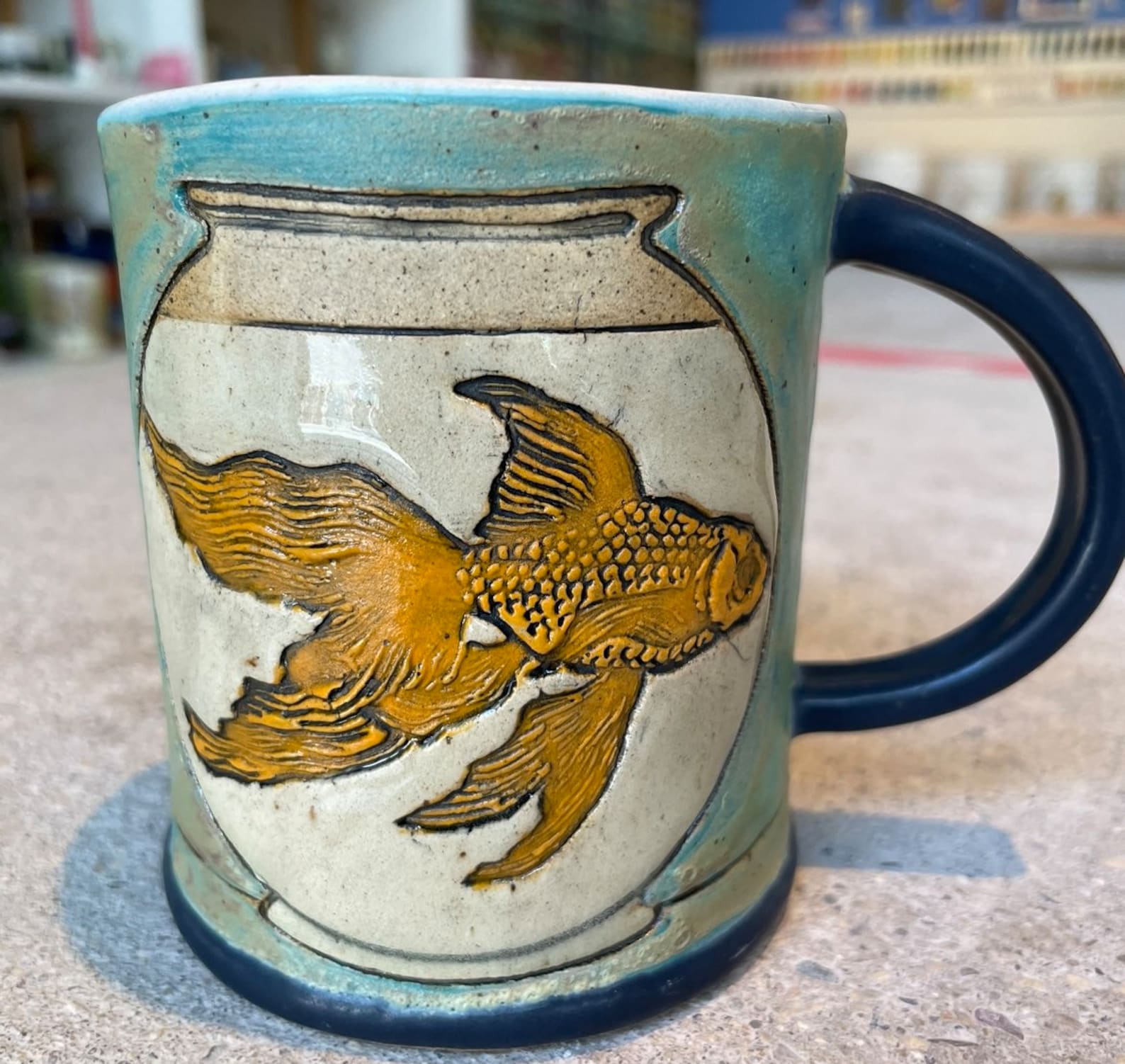 Goldfish Bowl Mug- Handmade Pet Goldfish Pottery Art, Quintessential ...