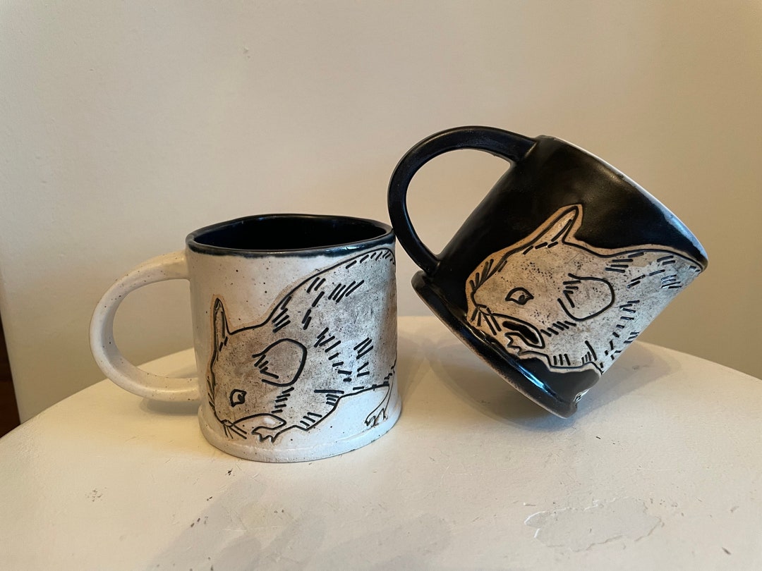 Rat + Rat Block Mug Set -short and Stout , Handmade Rat Art, Pottery ...