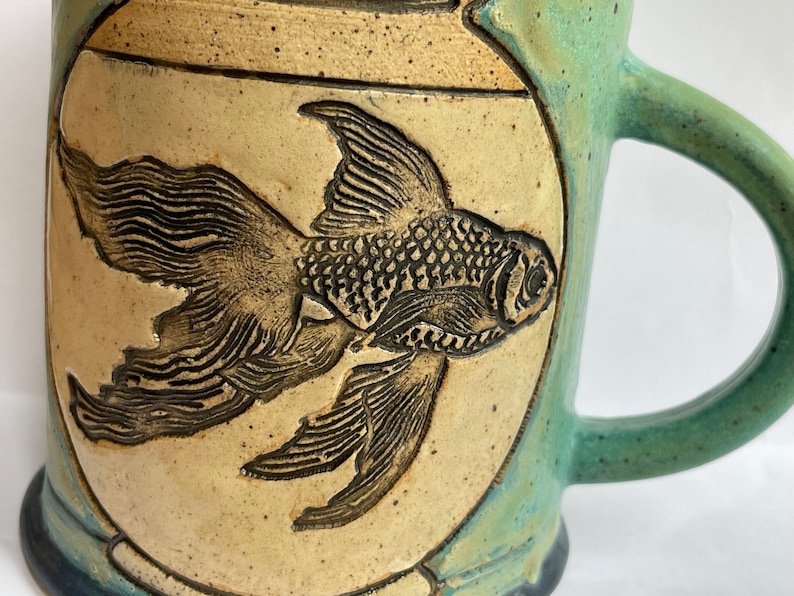 Fishbowl Mug - Handmade Fishbowl Art, Pottery Mug - Etsy