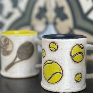 Tennis Ball Mug - Handmade Tennis Art, Pottery Mug - Etsy