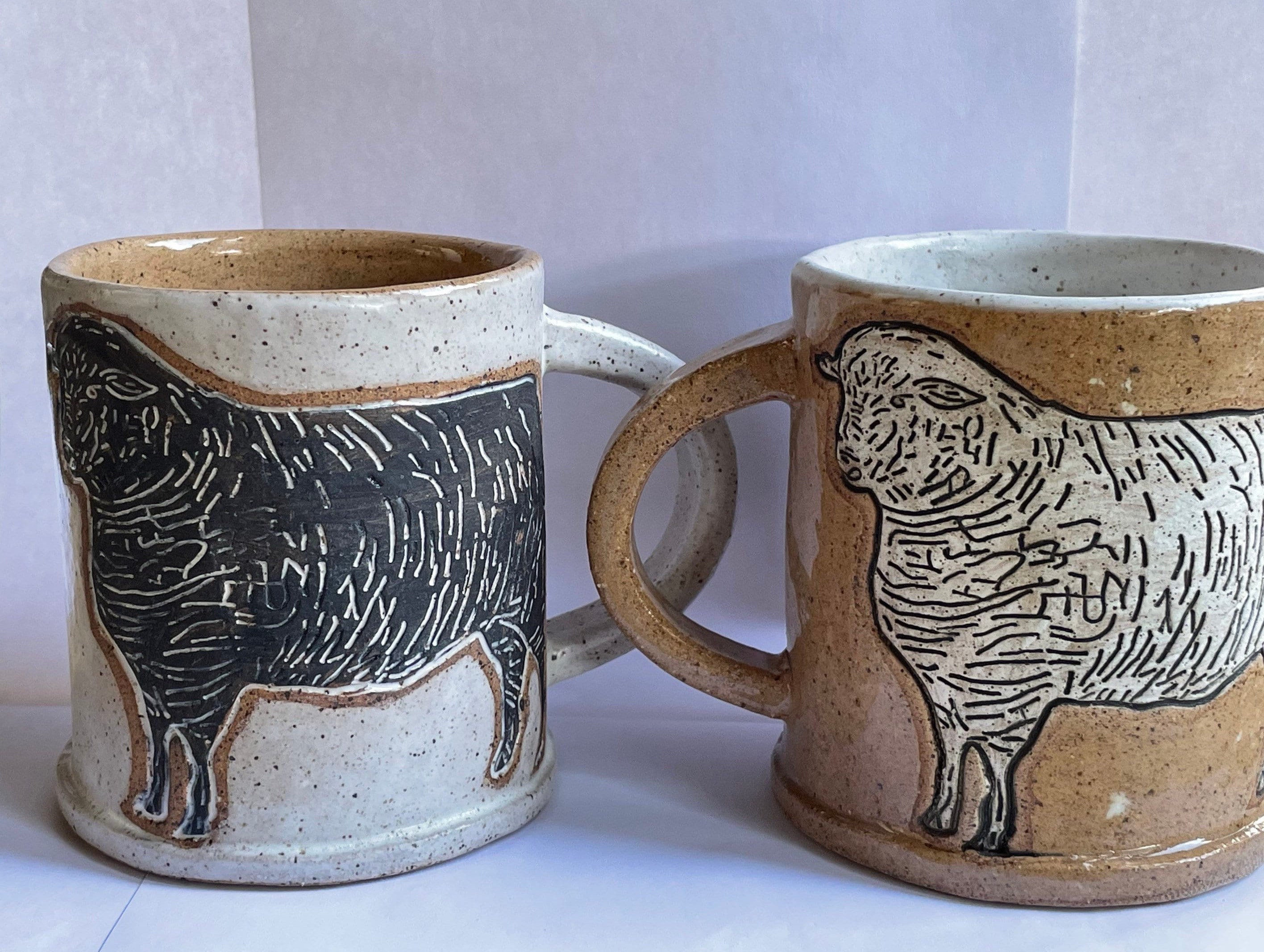 Black Sheep/white Sheep Lamb Stamp Mug Set handmade Pottery | Etsy