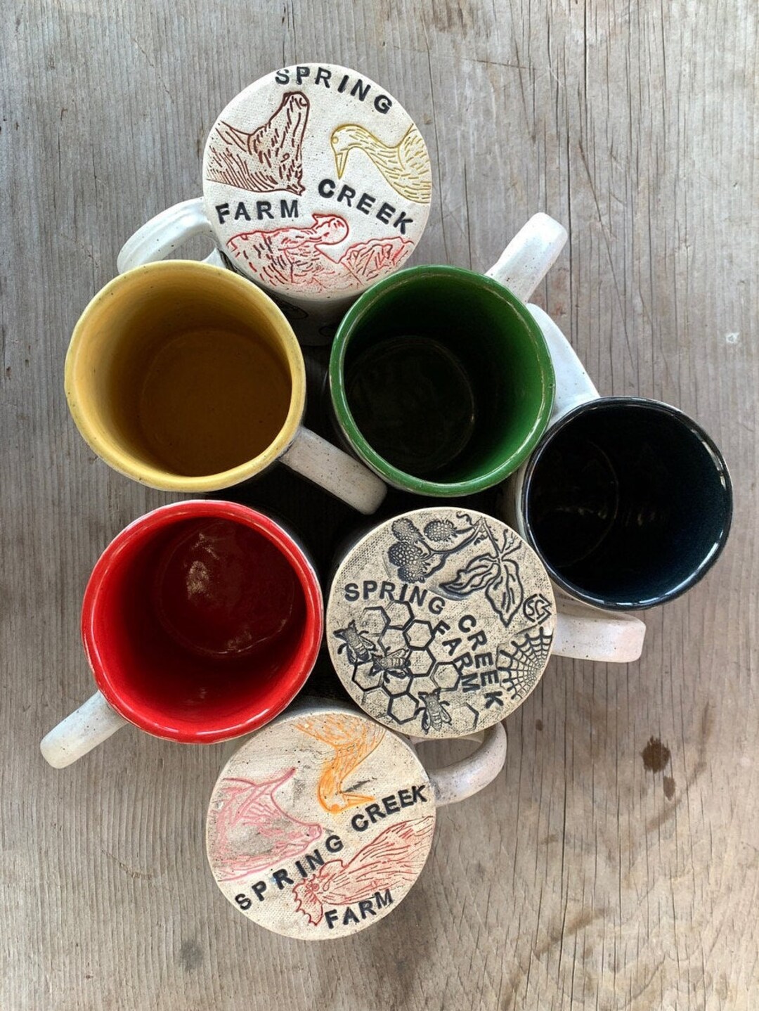 Wildlife Mug Set, Family Farm Mug Set -handmade Wildlife Nature Art ...
