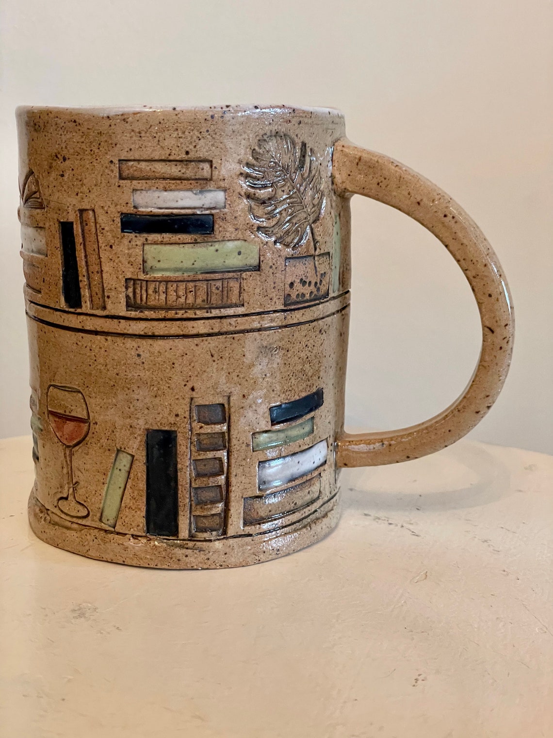 Book Lover's Bookshelf Mug Handmade Book Lover's Art - Etsy