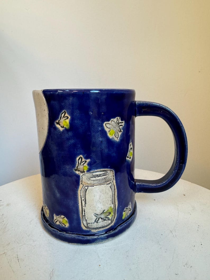 Fireflies in A Jar Mug 16 Oz- Handmade Firefly Art, Lightening Bug ...