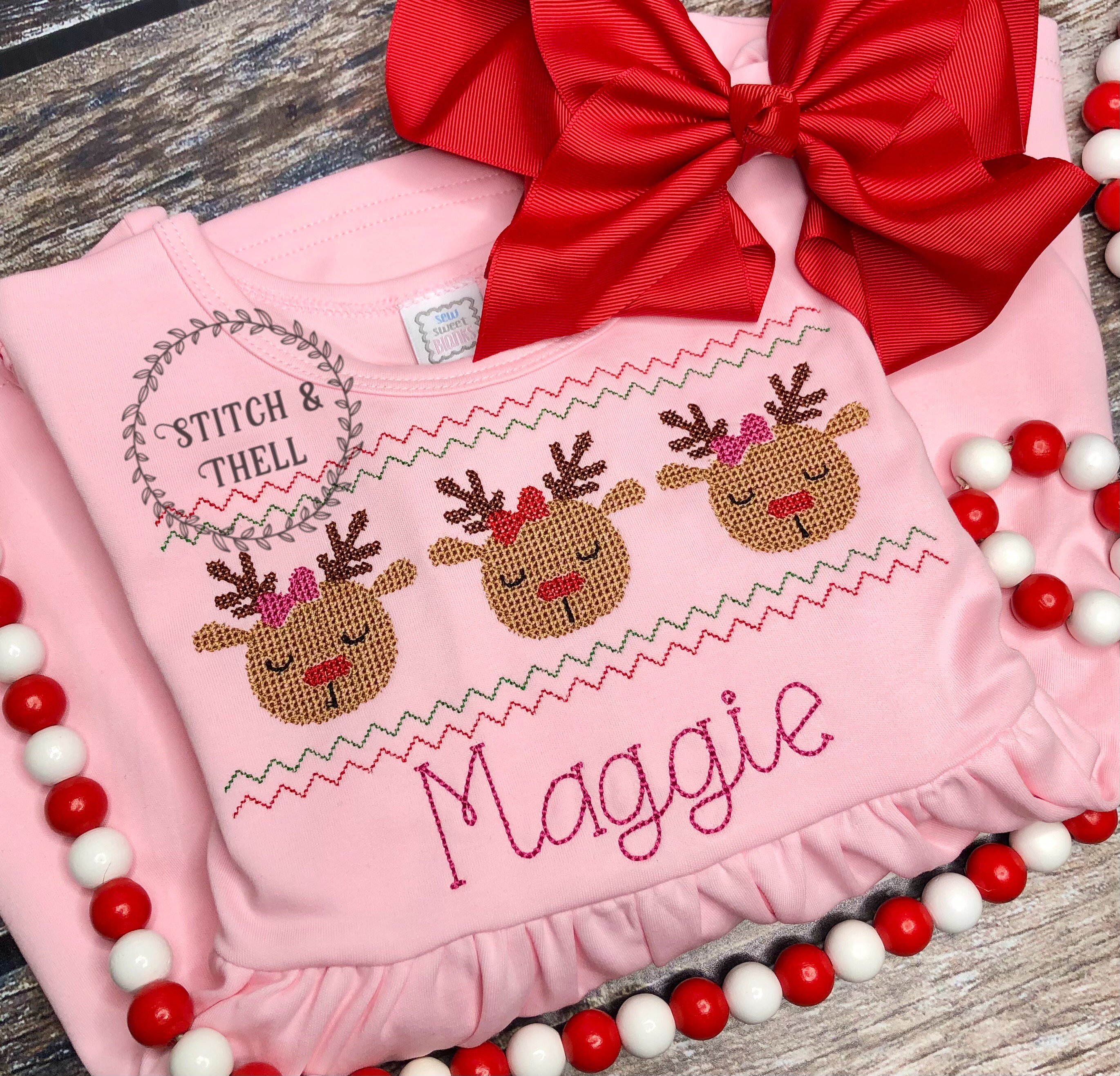 Kids Smocked Christmas Reindeer, Smocked Reindeer Shirt, Smocked ...