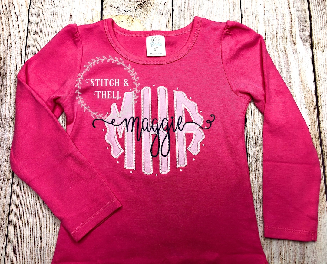 Girls Personalized Monogram Shirt / Girls Embroidered Name Shirt - Etsy