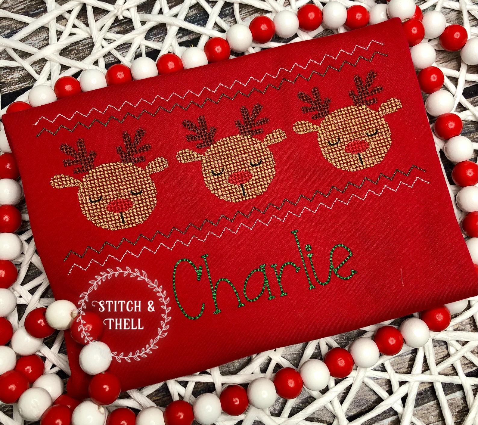 Kids Smocked Christmas Reindeer, Smocked Reindeer Shirt, Smocked ...