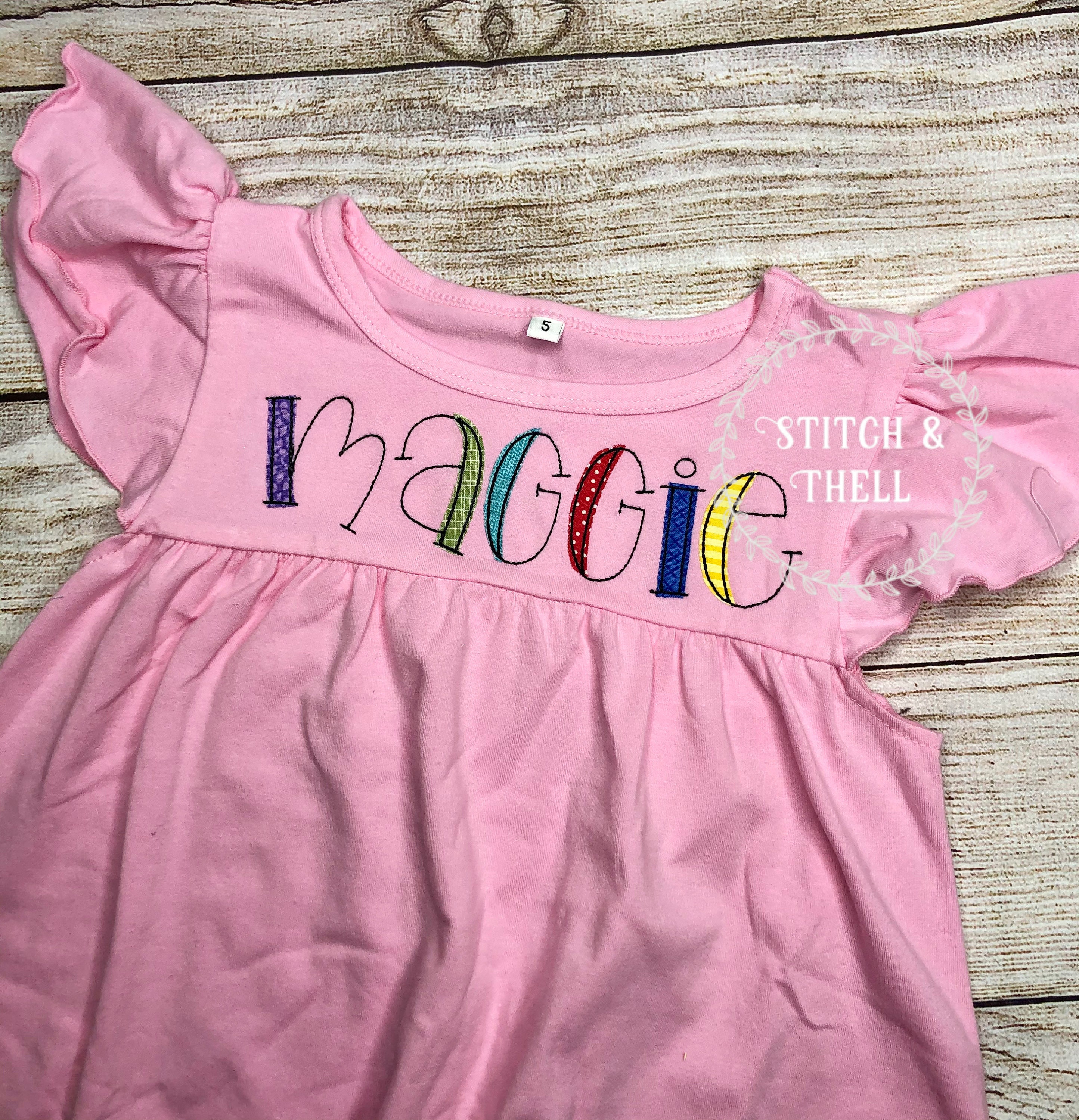 Girls Summer Name Dress Flutter Sleeve Name Dress Girls - Etsy